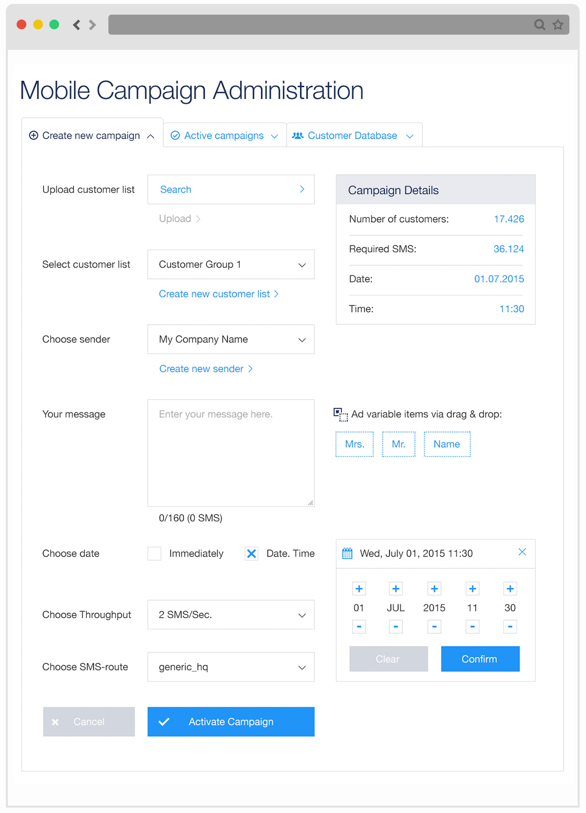 SMS Webtool - send sms via GTX's web interface